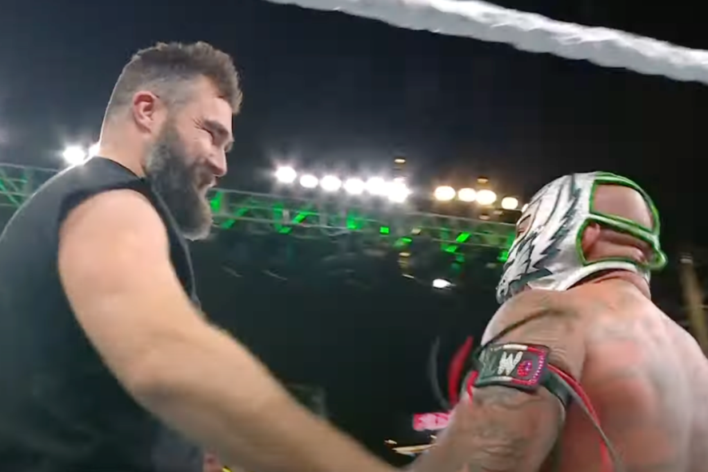 Jason Kelce Gets Involved in Rey Mysterio Match at WrestleMania