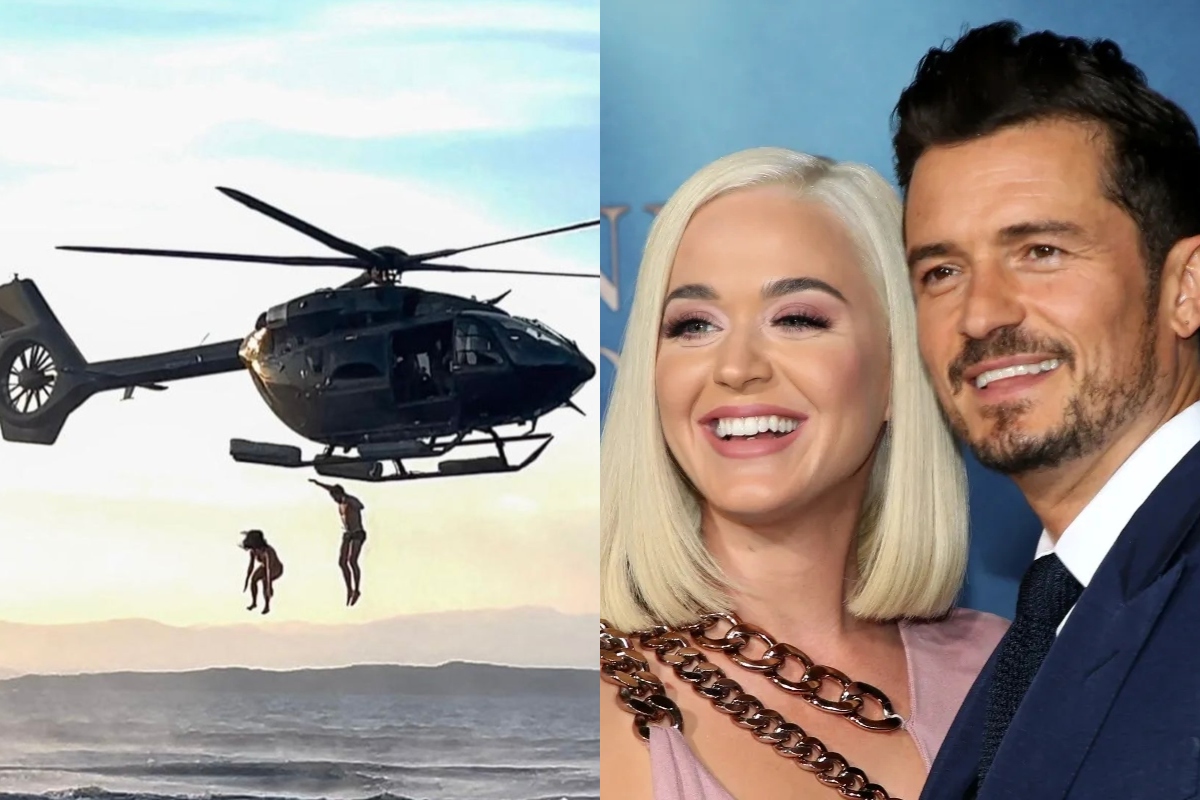 Katy Perry and Orlando Bloom Jump Out of Helicopter