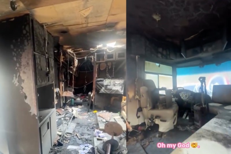 Paris Hilton’s Trailer Catches Fire on Set of New Video: See Photos