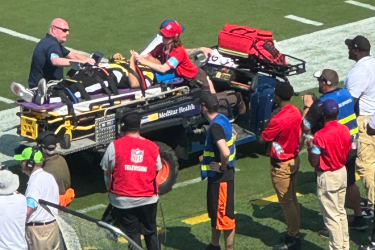 Member of Chain Gang Collapses on Sideline During NFL Game