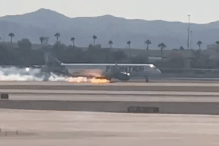 Frontier Airlines Plane Catches Fire on Runway in Shocking Video