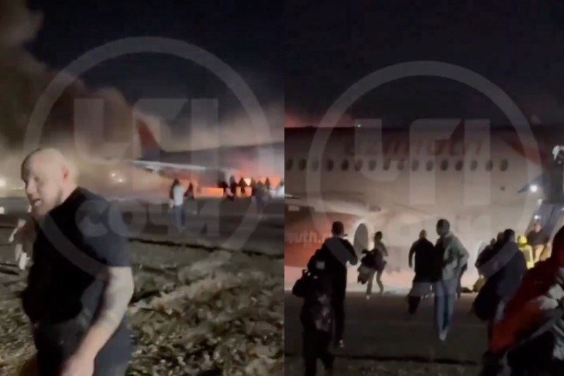 Russian Superjet Bursts Into Flames on Runway in Terrifying Video