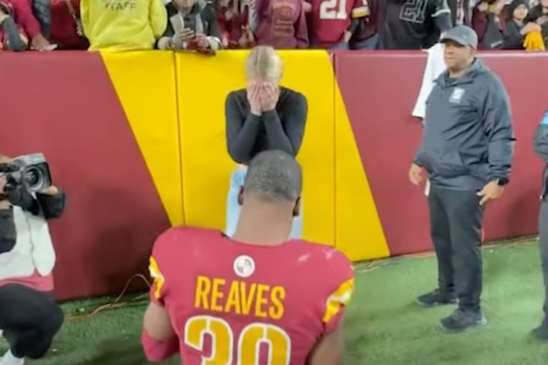 NFL Player Jeremy Reaves Proposes After Overtime Win
