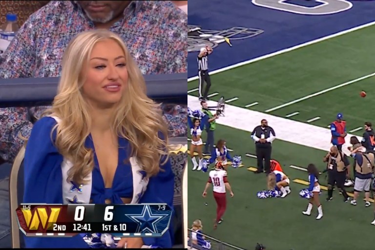Dallas Cowboys Cheerleader Knocked Down by Brutal Hit to the Head ...