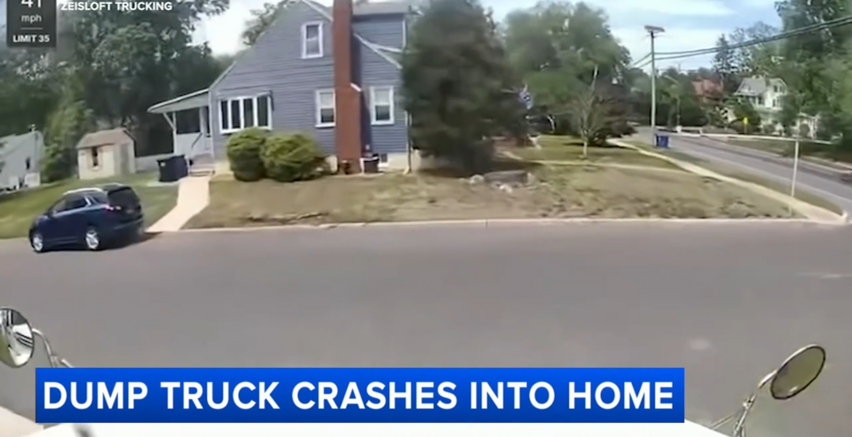 Chaotic Moment Dump Truck Crashes Into New Jersey Home Caught On Dashcam