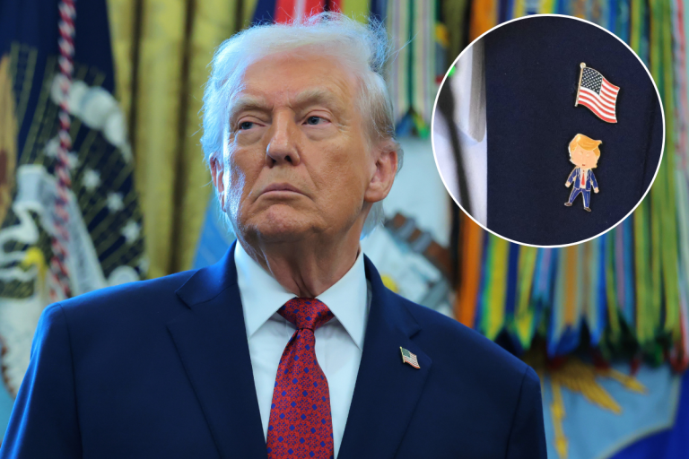 President Trump Wears 'Happy' Pin of Himself Underneath the American Flag